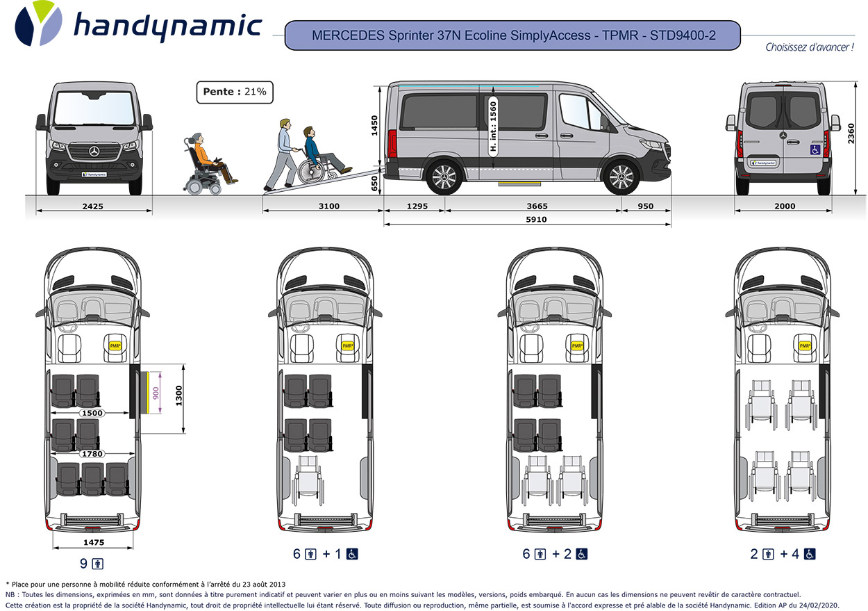 Mercedes Sprinter 37N TPMR pour transport de personnes handicapées ...